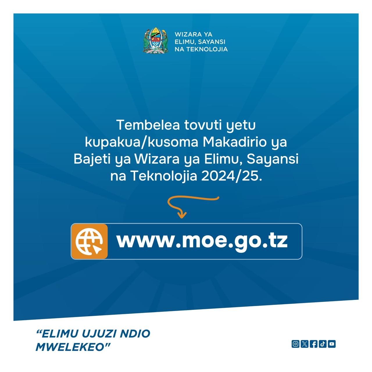 HOTUBA YA BAJETI YA MWAKA 2024/2025 | Wizara ya Elimu, Sayansi na Teknolojia